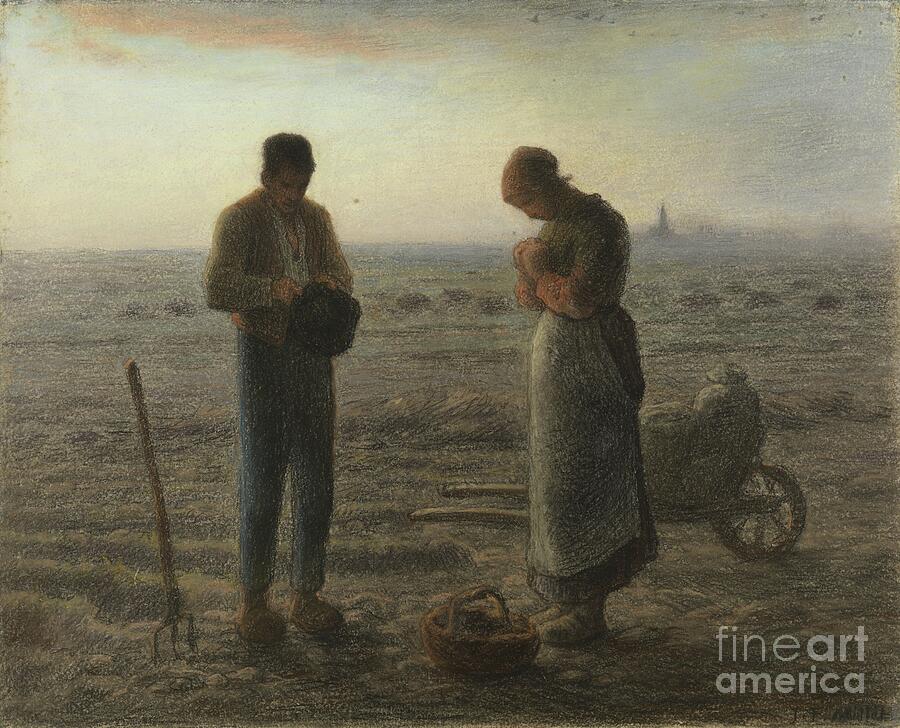 Angelus Pastel By Jean-francois Millet Painting by Jean-francois Millet - Pixels Merch