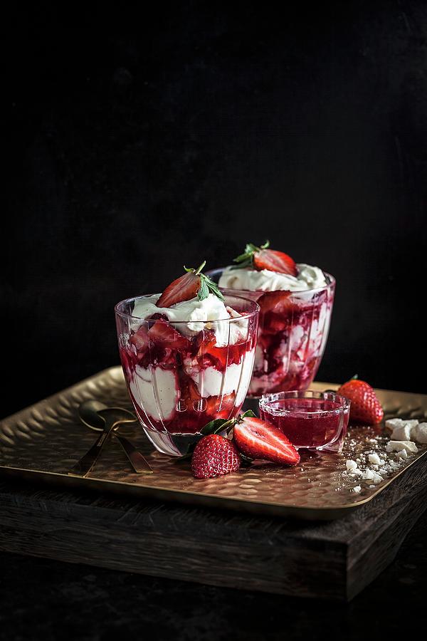 Berry Eton Mess With Strawberry Coulis Photograph by The Food Union ...