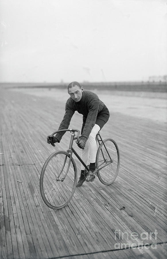 Bicycle Racer On Outdoor Track by Bettmann