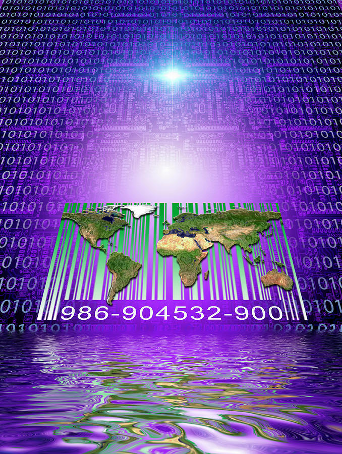 Binary Code, World Map And Bar Code Photograph by Bruce Rolff - Pixels