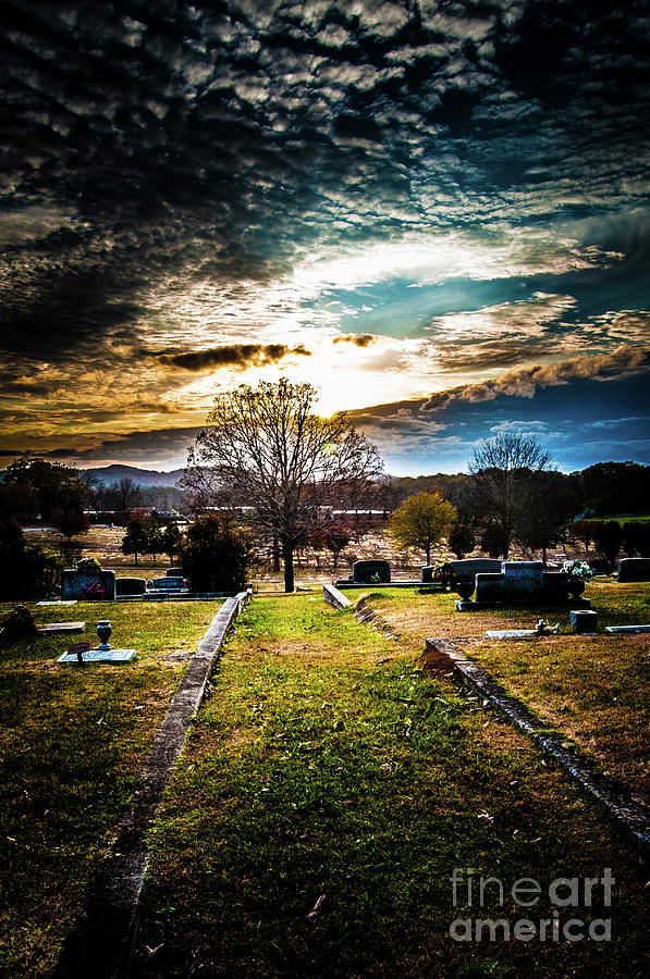 Brooding Sky Over Cemetery Photograph by James L Bartlett - Fine Art ...