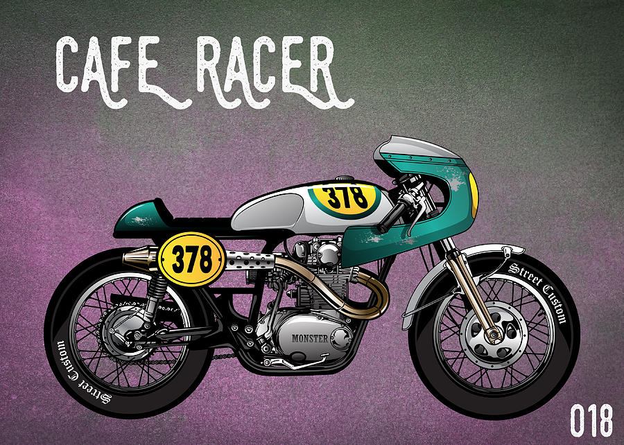Cafe Racer Vintage Motorcycle 018 Digital Art by Carlos V - Fine Art ...