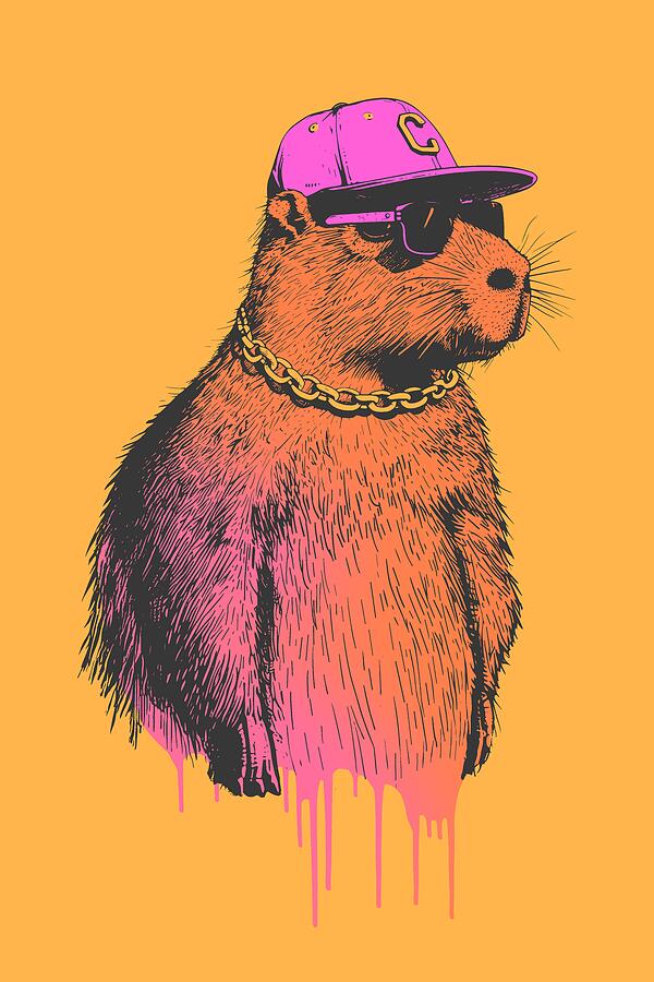 Capybara Final V2 Copy.png Drawing by Robert Farkas - Pixels Merch