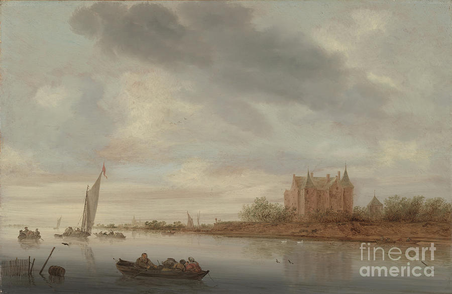 Castle On A River, 1644 Painting by Salomon Van Ruisdael Or Ruysdael - Pixels
