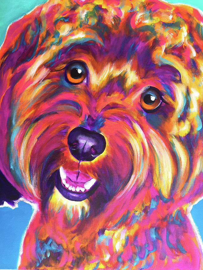 Cavapoo - Daisy Painting by Dawgart - Pixels