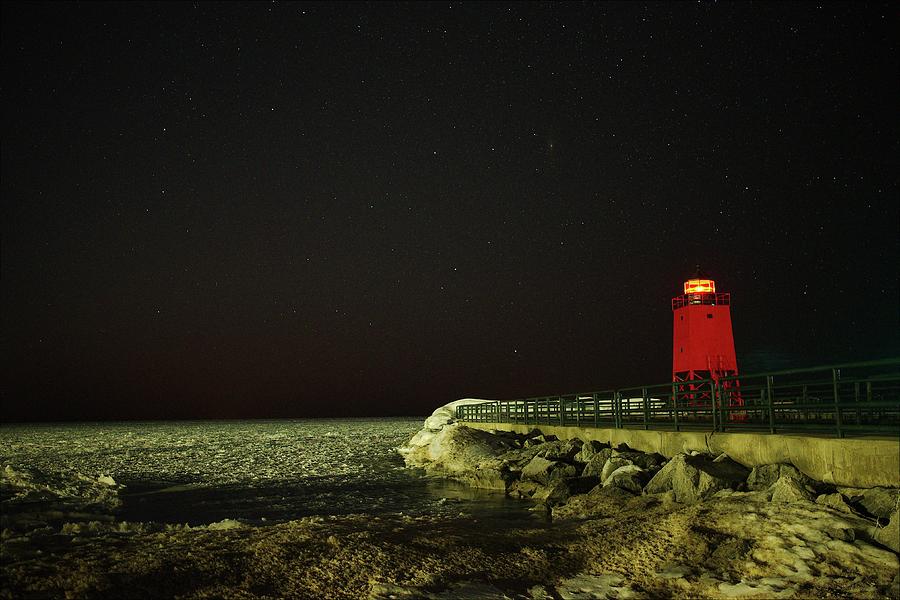 Charlevoix Lighthouse at Night Photograph by Kent Babb | Fine Art America