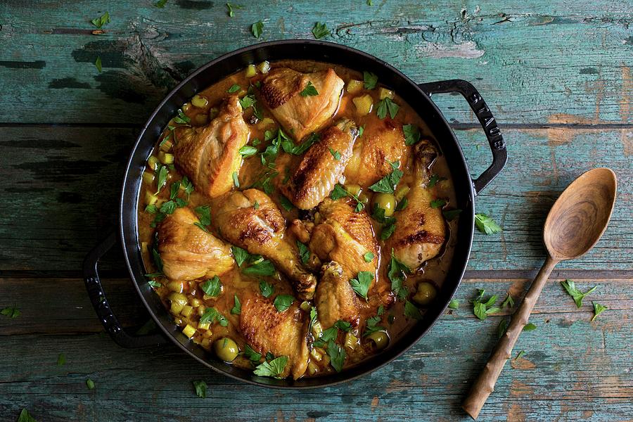 Chicken Tagine With Olives And Rhubarb Photograph by Andrew Scrivani ...