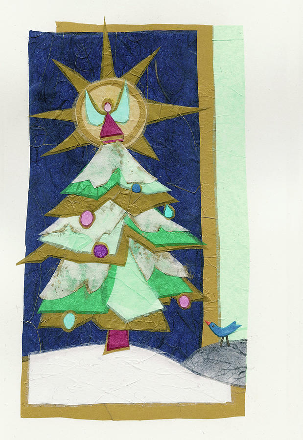 Christmas Tree Collage Painting by Kim Jacobs - Pixels