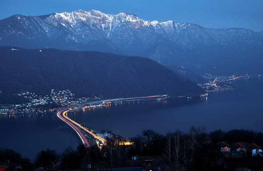 Commuters Drive on the Melide Bridge Photograph by Denis Balibouse - Pixels