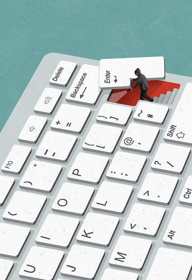 Computer Hacker Entering Keyboard Photograph by Ikon Images - Fine Art ...