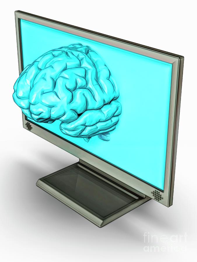 Computer Screen With A Brain Photograph by Laguna Design/science Photo ...