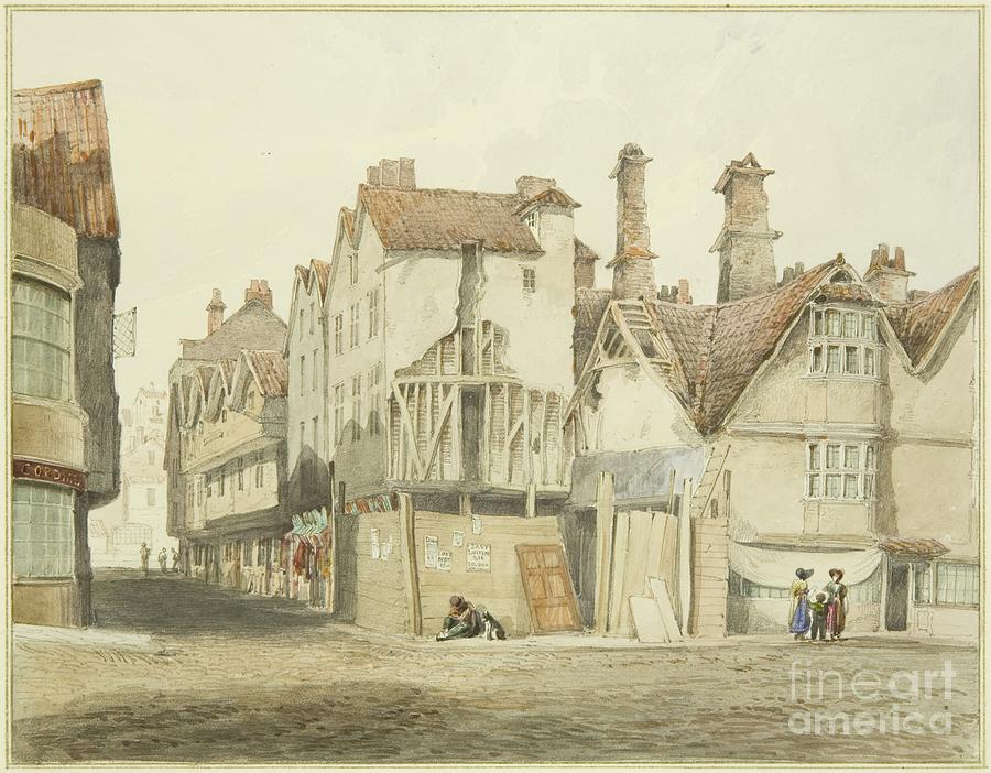Corner Of St James's Back And Broadmead Painting by Thomas Leeson The ...