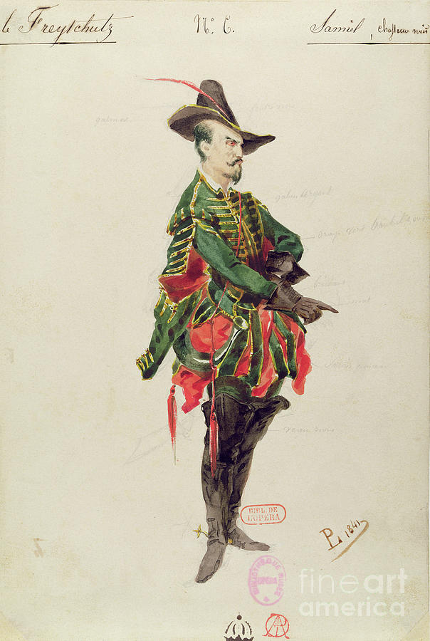 Costume Of The Hunter Samiel For The Opera 'der Freischutz' By Carl Maria Von Weber Painting by ...