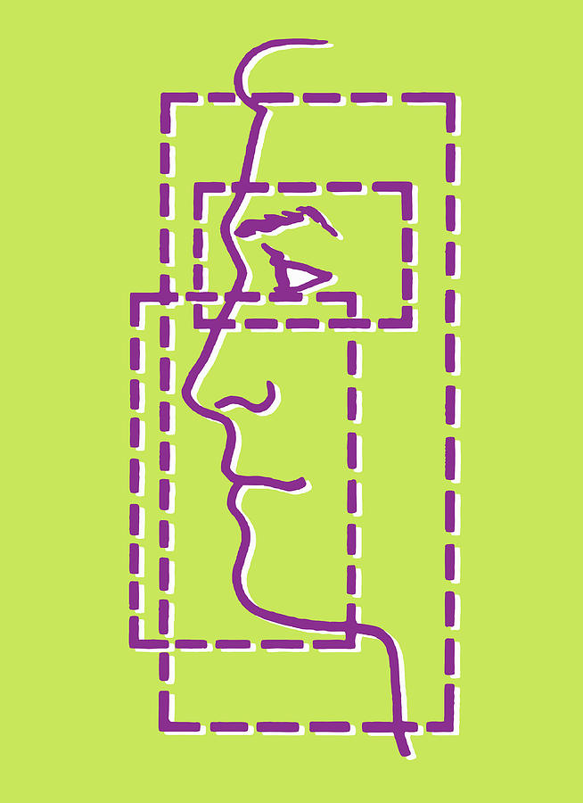 Dashed Lines Drawn Over a Man's Profile Drawing by CSA Images - Fine ...