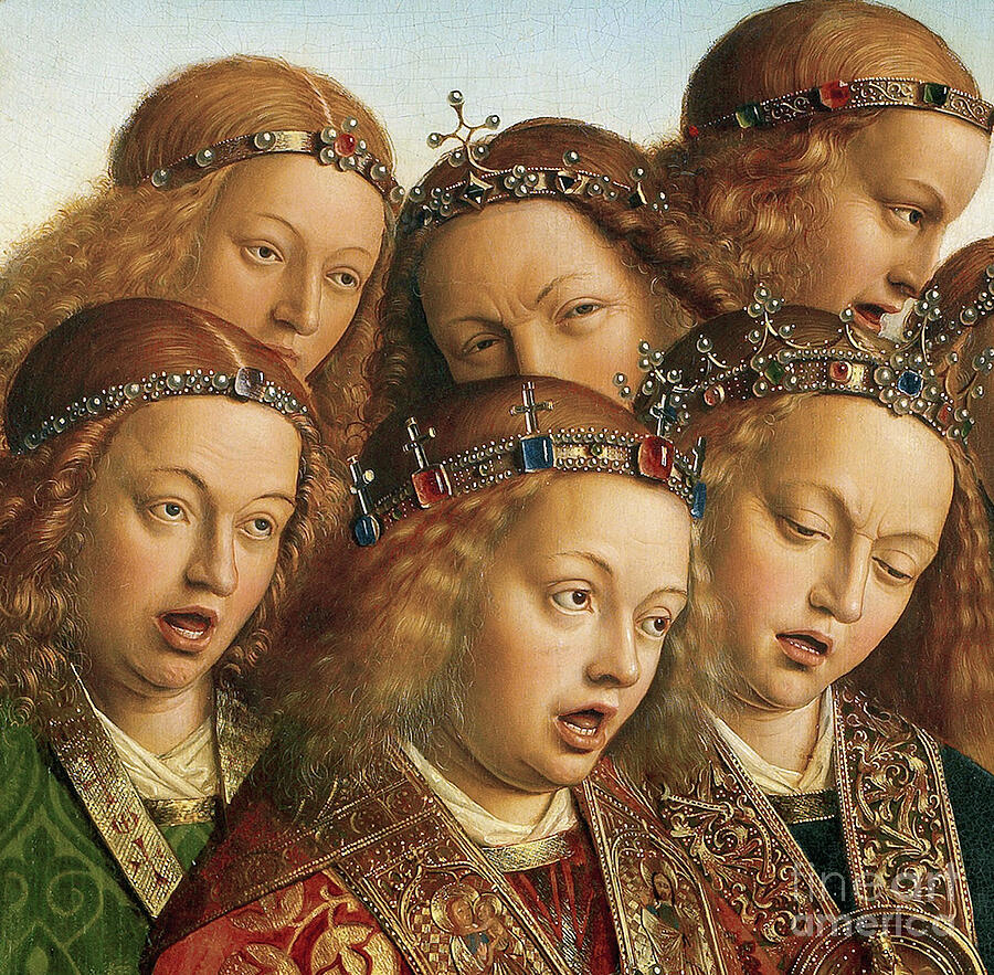 Detail Of Singing Angels From The Left Wing Of The Ghent Altarpiece ...