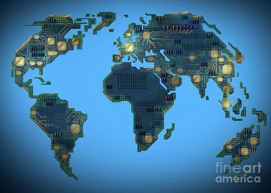 Digital World Photograph by Smetek/science Photo Library - Pixels