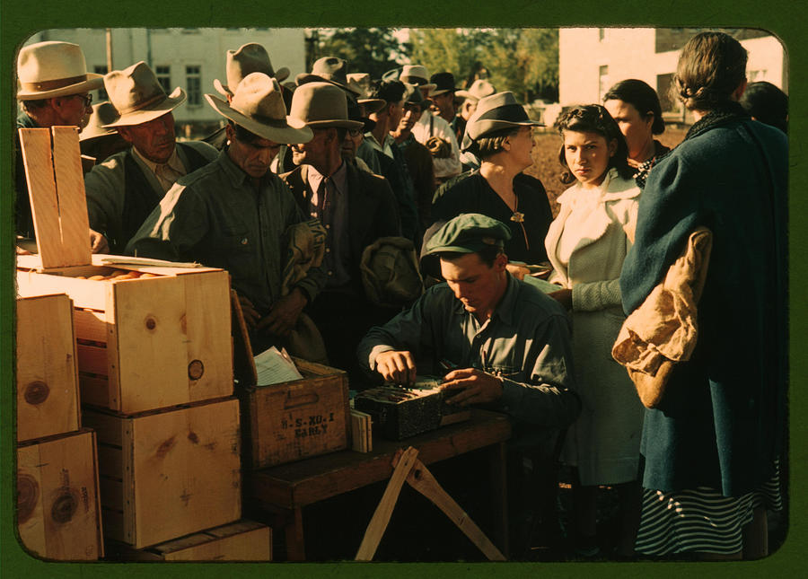 Distributing surplus commodities Painting by Lee, Russell - Fine Art ...