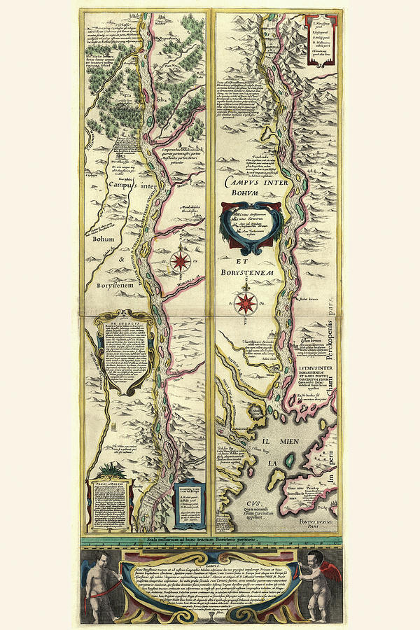 Dnieper River from Cherkasy to the Estuary Painting by Willem Janszoon Blaeu - Fine Art America