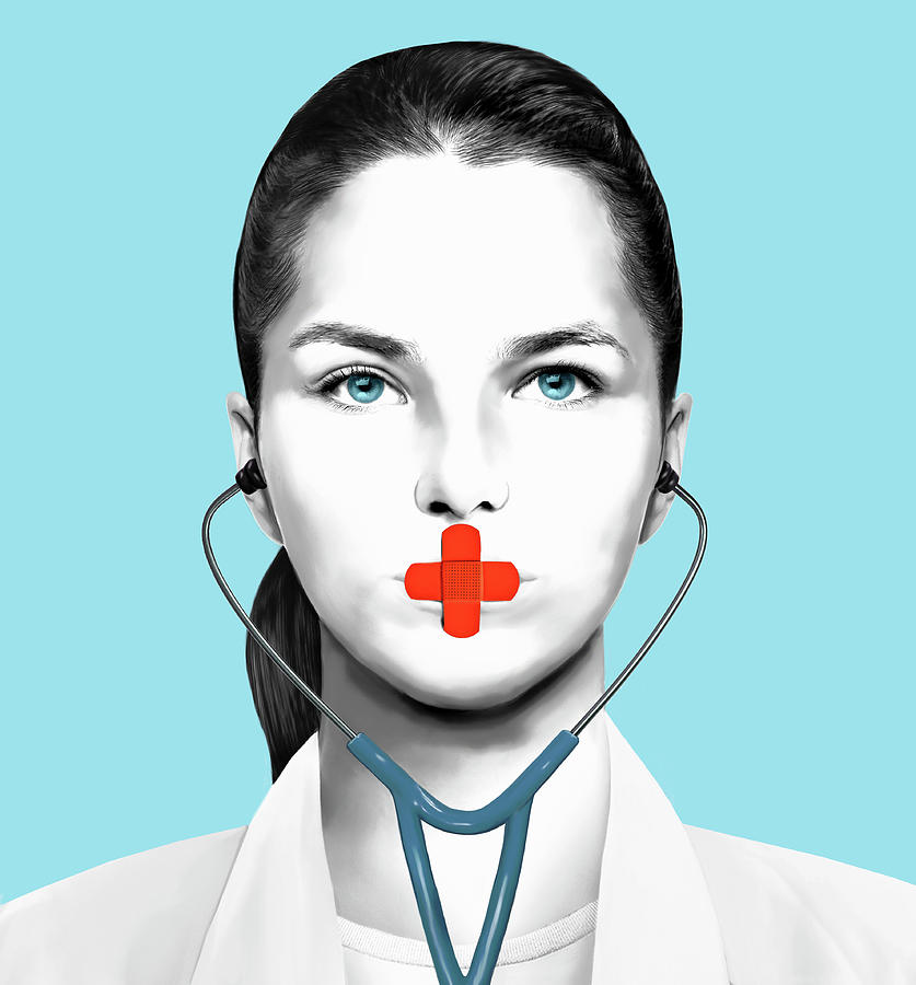 Doctor With Sticking Plaster Over Mouth Photograph by Ikon Images - Fine Art America