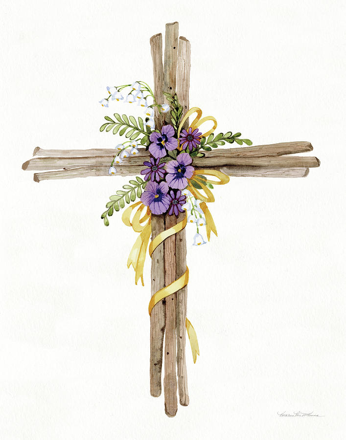 Easter Blessing Cross I Painting by Kathleen Parr Mckenna - Fine Art ...