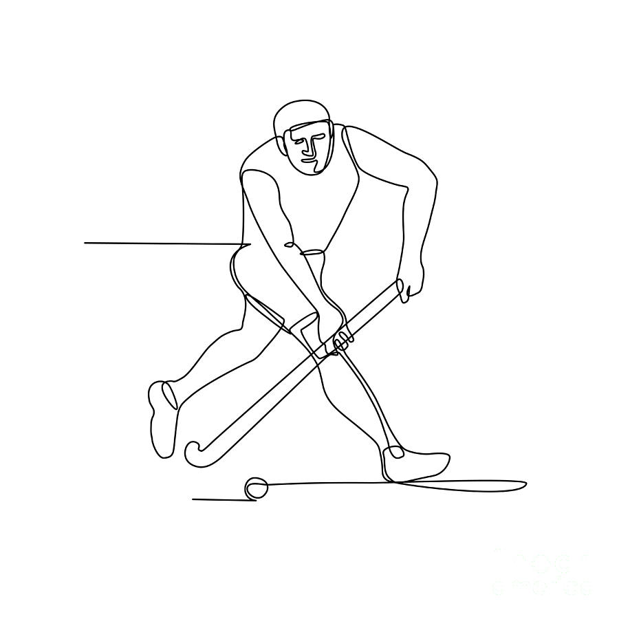 Field Hockey Player Continuous Line Digital Art By Aloysius Patrimonio