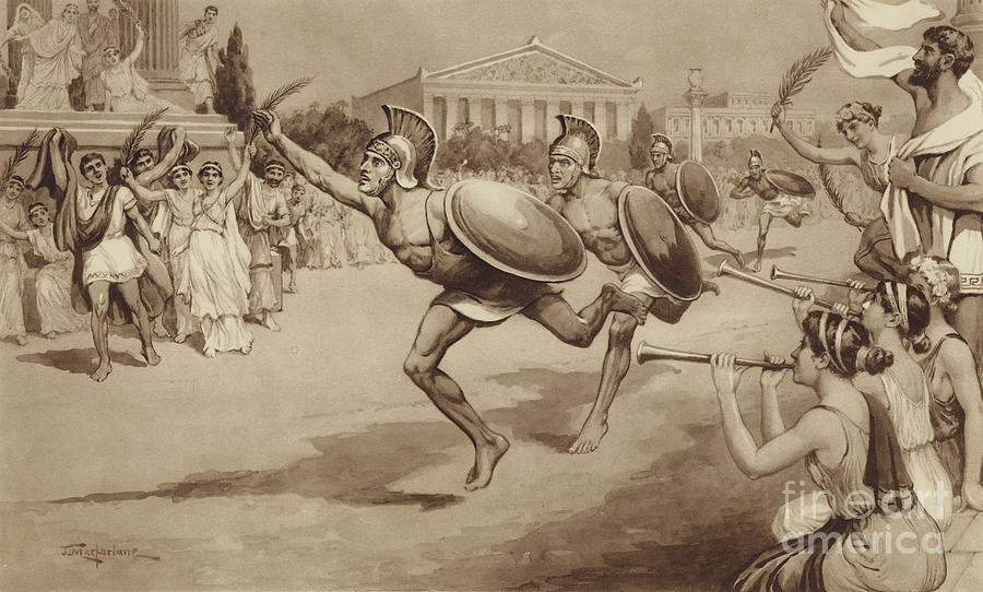 Finish Of The Foot Race At The Olympic Games Drawing by J. Macfarlane ...