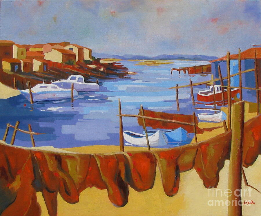 Fishing harbour in Southern France Painting by Jean-Noel Le Junter ...