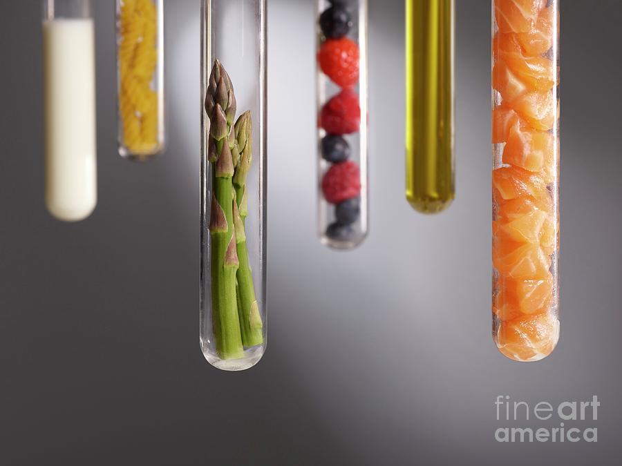 Food Groups In Test Tubes Photograph by Science Photo Library - Fine ...
