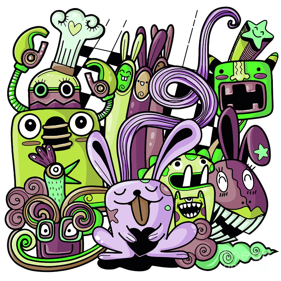 Funny rabbit ,great for backgrounds textile and fabric. Vector Digital ...