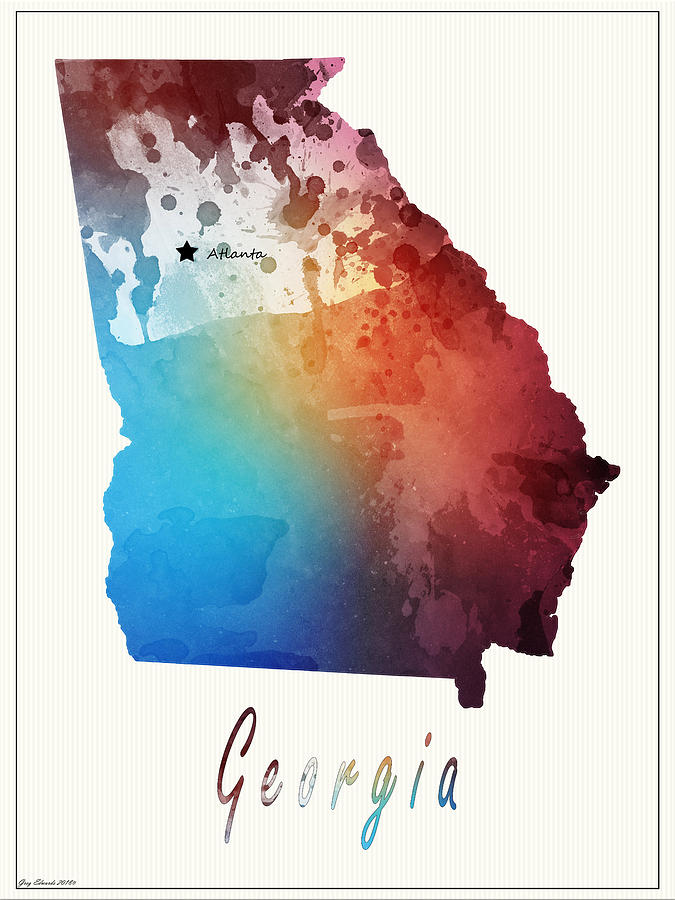 Georgia Map Style 4 Drawing by Greg Edwards - Fine Art America