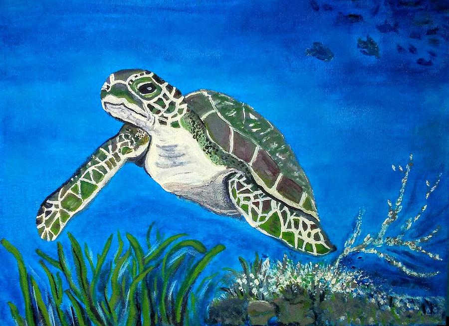 Grumpy Sea Turtle Painting by Renee Miracle - Fine Art America