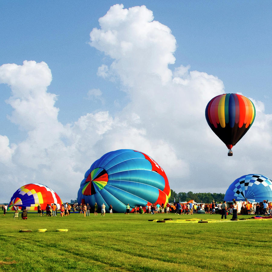 Hot Air Balloons Starting The Inflating SQ Format Photograph by Thomas ...
