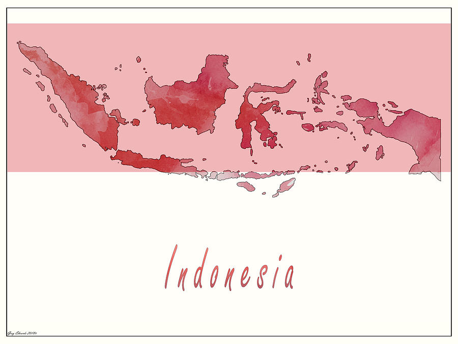 Indonesia Watercolor Map Style 1 Painting by Greg Edwards - Fine Art ...