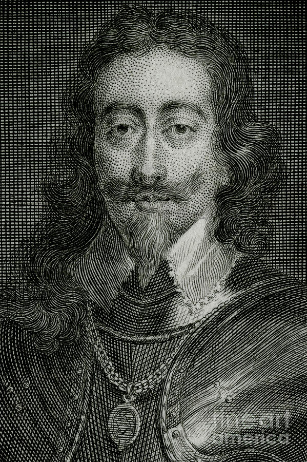 Charles I, English Civil War monarch, scan of original 1745 engraving ...