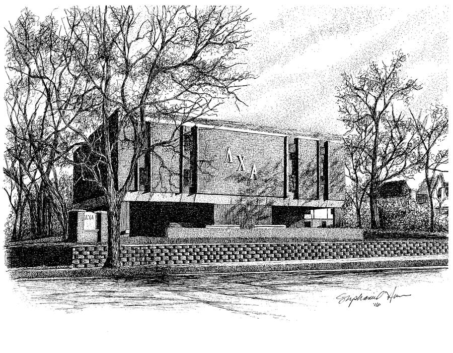Lambda Chi Alpha Fraternity House, Purdue Drawing by Stephanie Huber ...