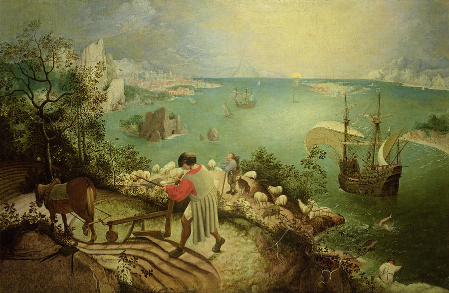 Landscape with the Fall of Icarus, 1560 Painting by Pieter Bruegel the ...