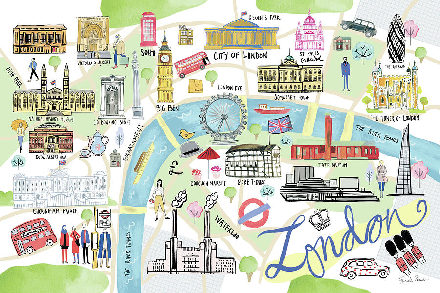 London Map Light Drawing by Farida Zaman - Pixels Merch