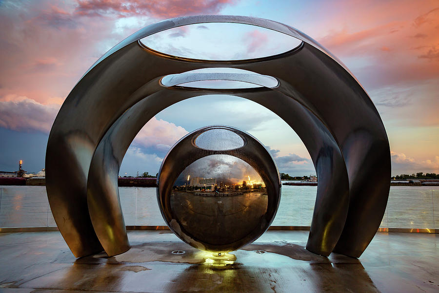 Louisiana, Baton Rouge, Mississippi River Levee 'sing The River', Sculpture By Po Shu Wang ...