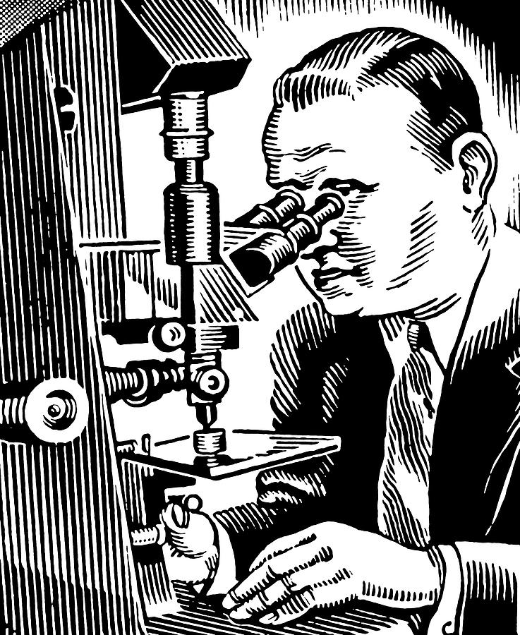 Man Using Microscope Drawing by CSA Images - Fine Art America