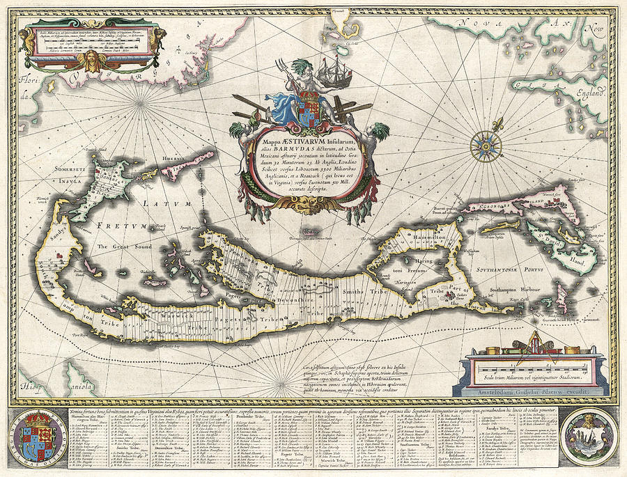 Map: Bermuda, C1650 Painting by Willem Janszoon Blaeu - Fine Art America
