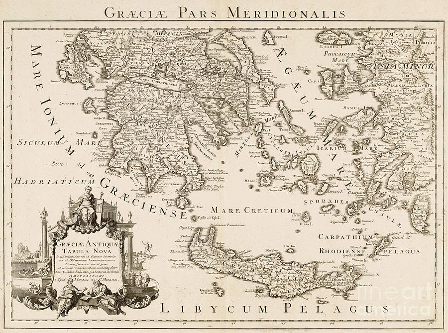 Map Of Ancient Greece And Part Of Turkey Engraving Painting by Guillaume Delisle | Pixels