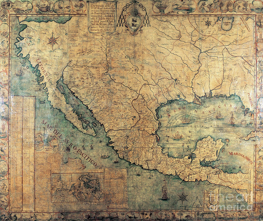 Map Of New Spain Painting by Jose Antonio Alzate - Fine Art America