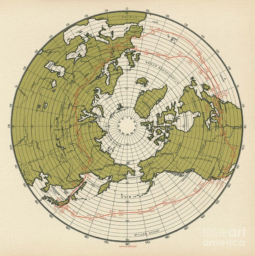 Map Showing The Route Taken By Lz 127 Graf Zeppelin On Its Passage ...