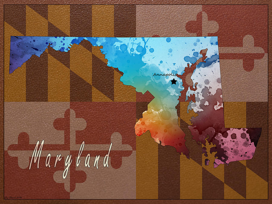 Maryland Watercolor Map Style 7 Painting by Greg Edwards - Pixels