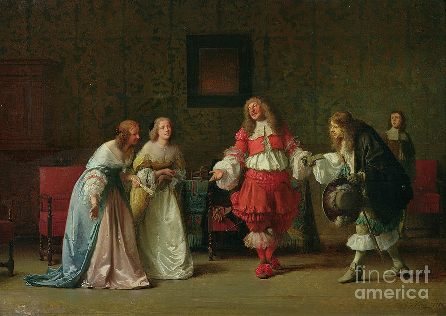 Mascarille Presenting Jodelet To Cathos And Madelon, 1865 Painting by ...