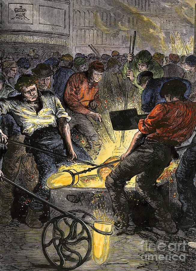 Metallurgy Industry Steel Workers In England, 19th Century Colouring ...