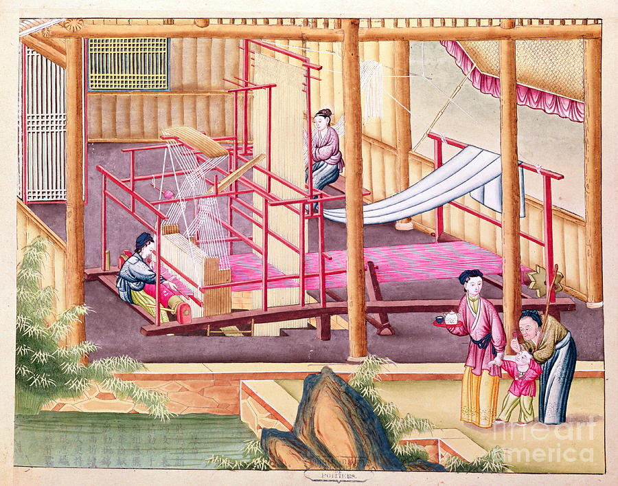 Ms 202 Fol.10 Weaving, From A Book On The Silk Industry Painting by Chinese School - Pixels