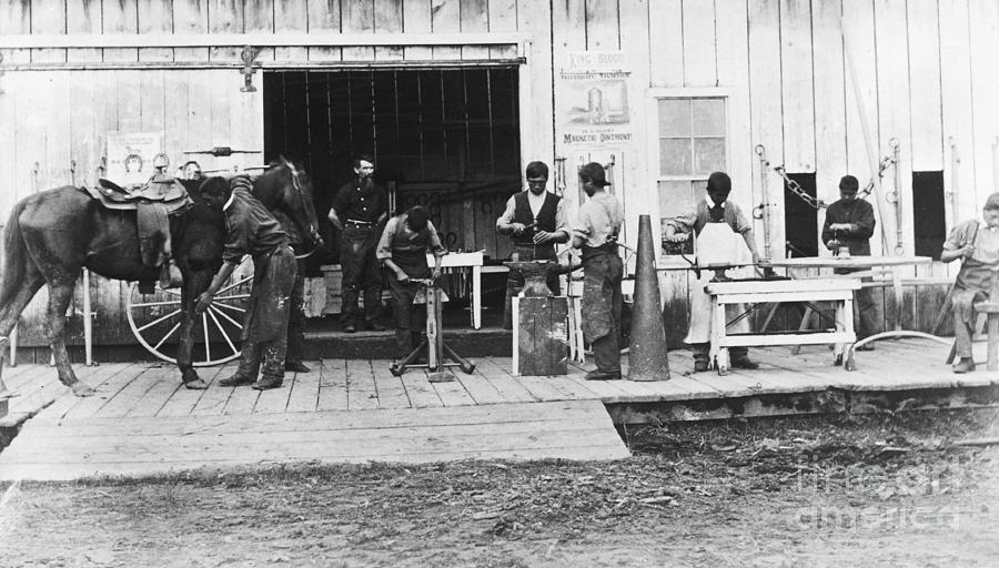 Native Americans Working On Blacksmith by Bettmann