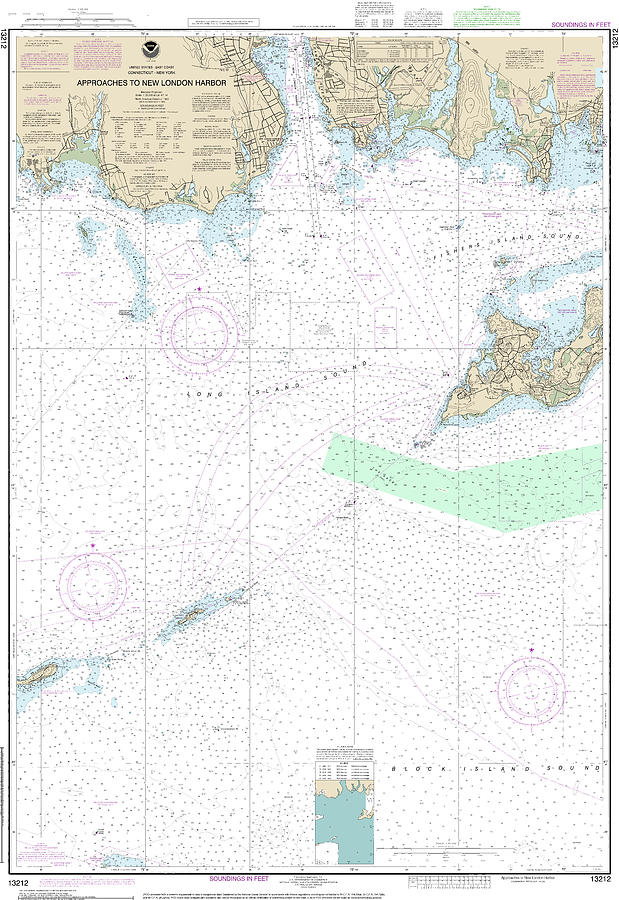 Nautical Chart-13212 Approaches-new London Harbor Mixed Media by Bret ...