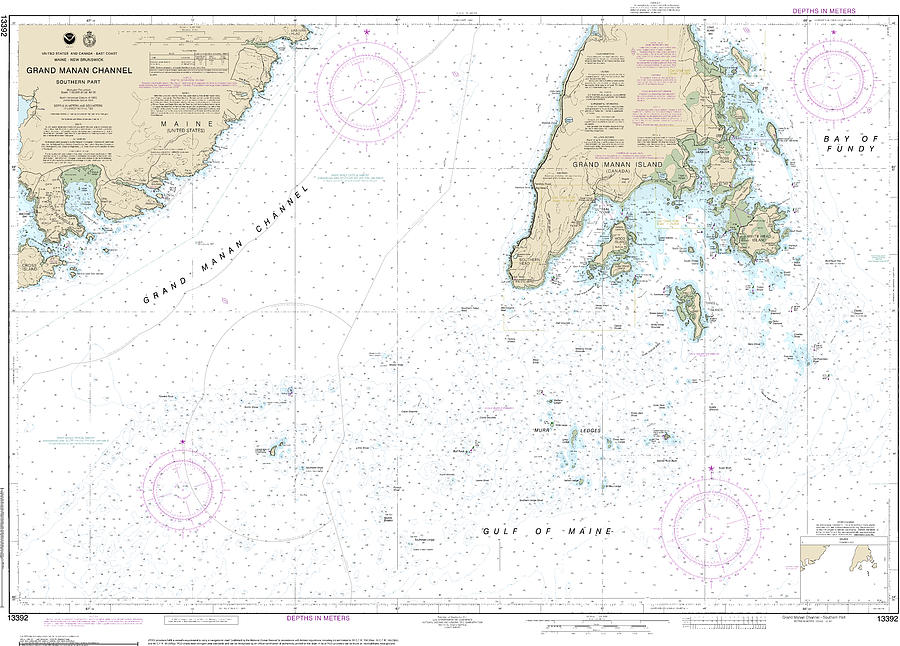 Nautical Chart-13392 Grand Manan Channel Southern Part Mixed Media by Sea Koast | Pixels